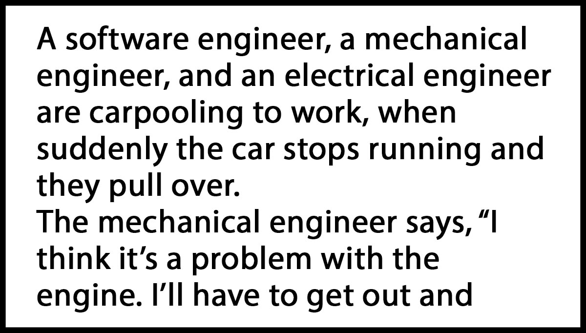 Problem In Car Three Engineers Are Carpooling To Work problem-in-car-three-engineers-are-carpooling-to-work